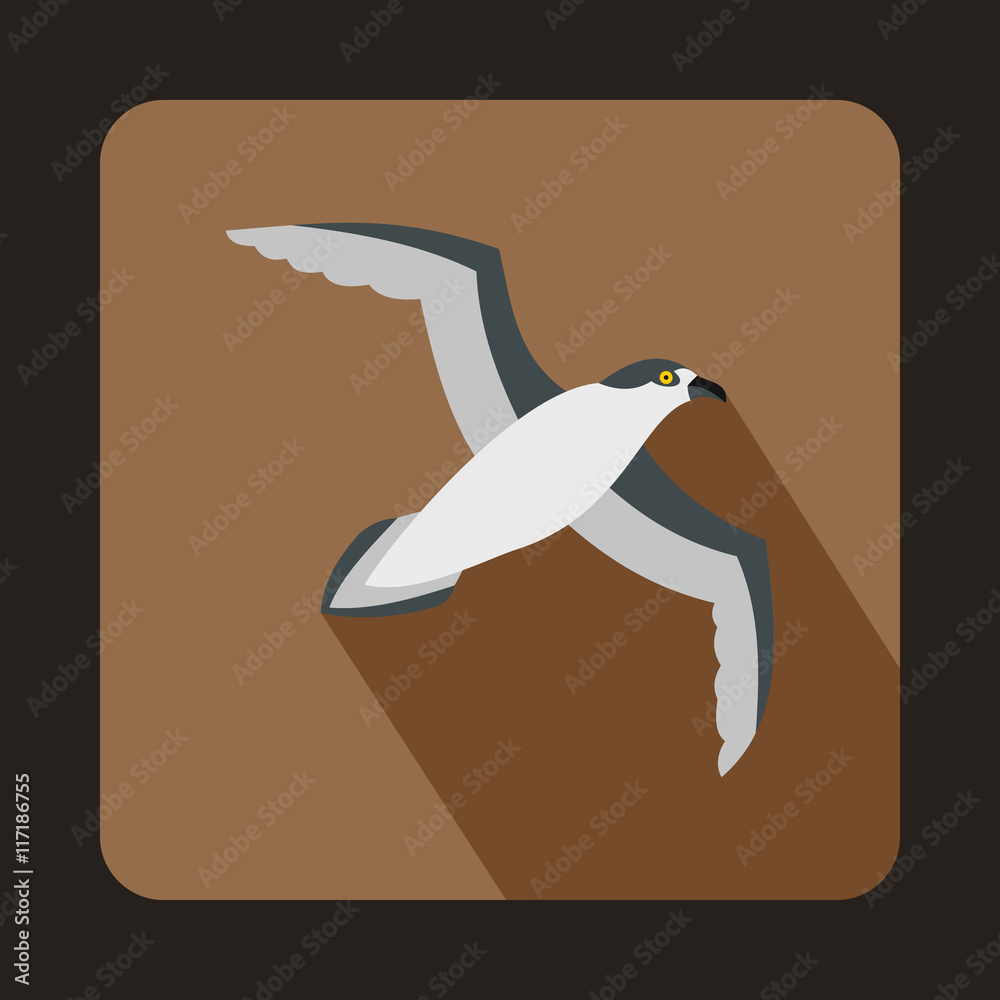 Seagull icon in flat style with long shadow. Bird symbol Stock Vector ...