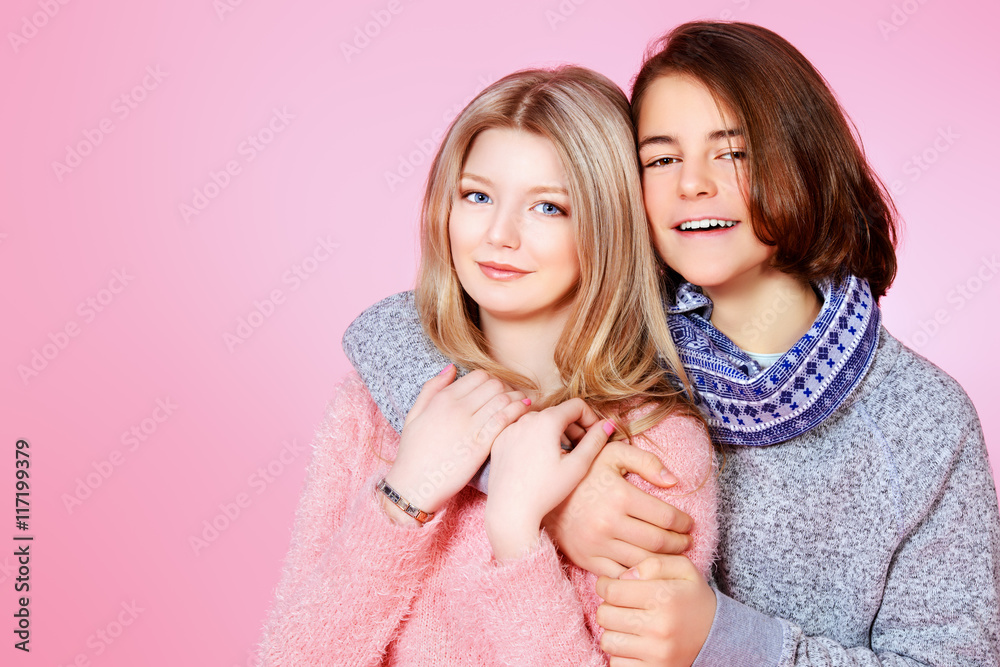 embracing friends Stock Photo | Adobe Stock