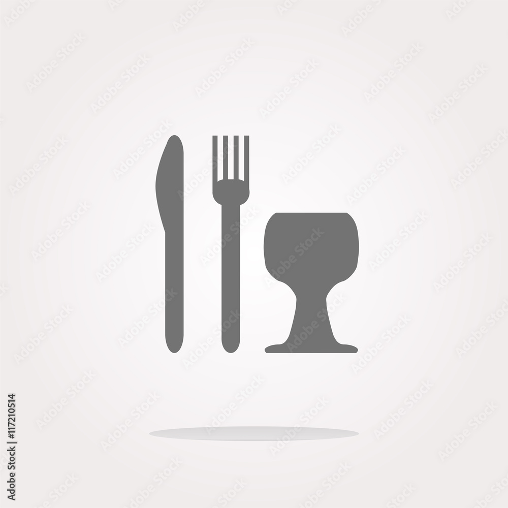 Eat sign icon. Cutlery symbol. Knife, fork and wineglass. Modern UI ...