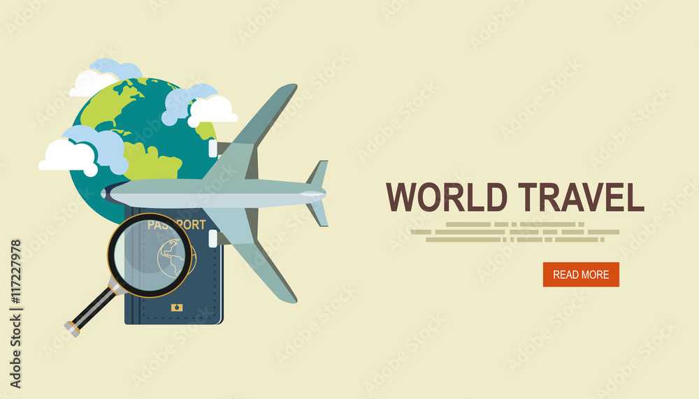 Vector modern flat design web icon and travel with jet airliner flying ...