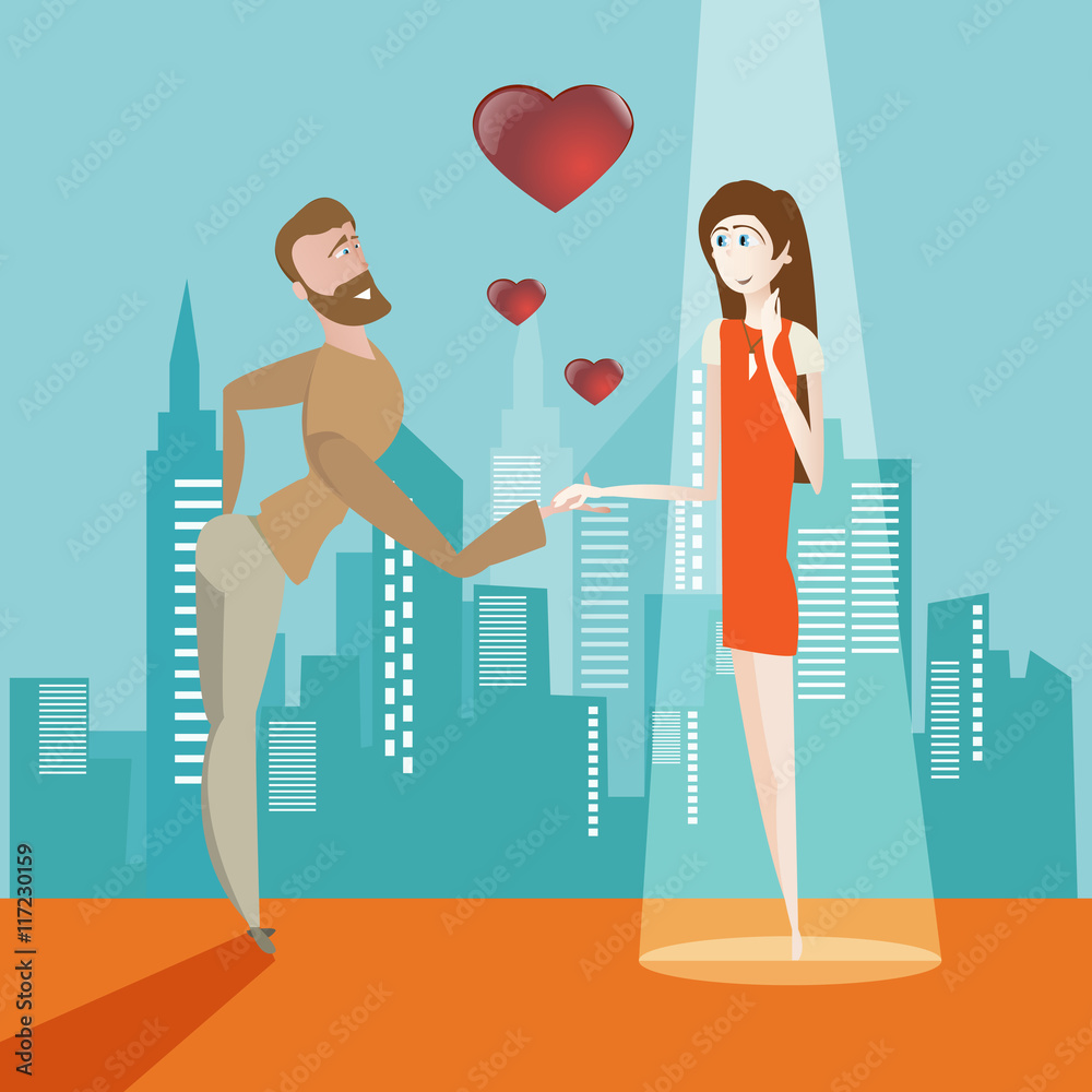 Cartoon people in love vector illustration. Stock Vector | Adobe Stock