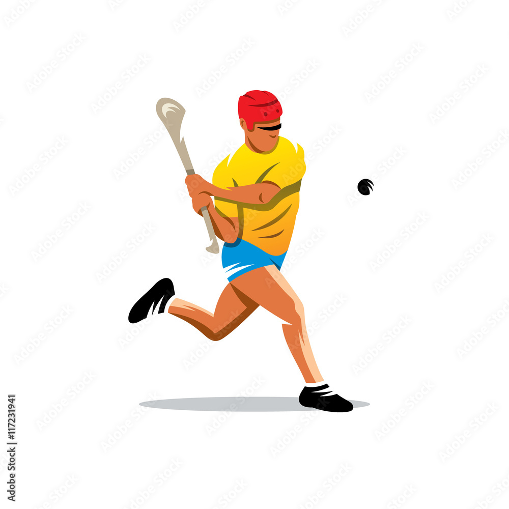 Vector hurling player Cartoon Illustration. Stock Vector | Adobe Stock