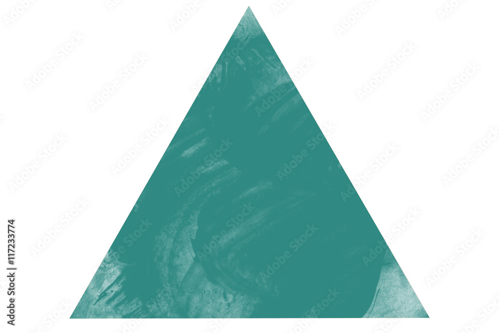 Abstract hand drawn triangle of green watercolor background logo on ...