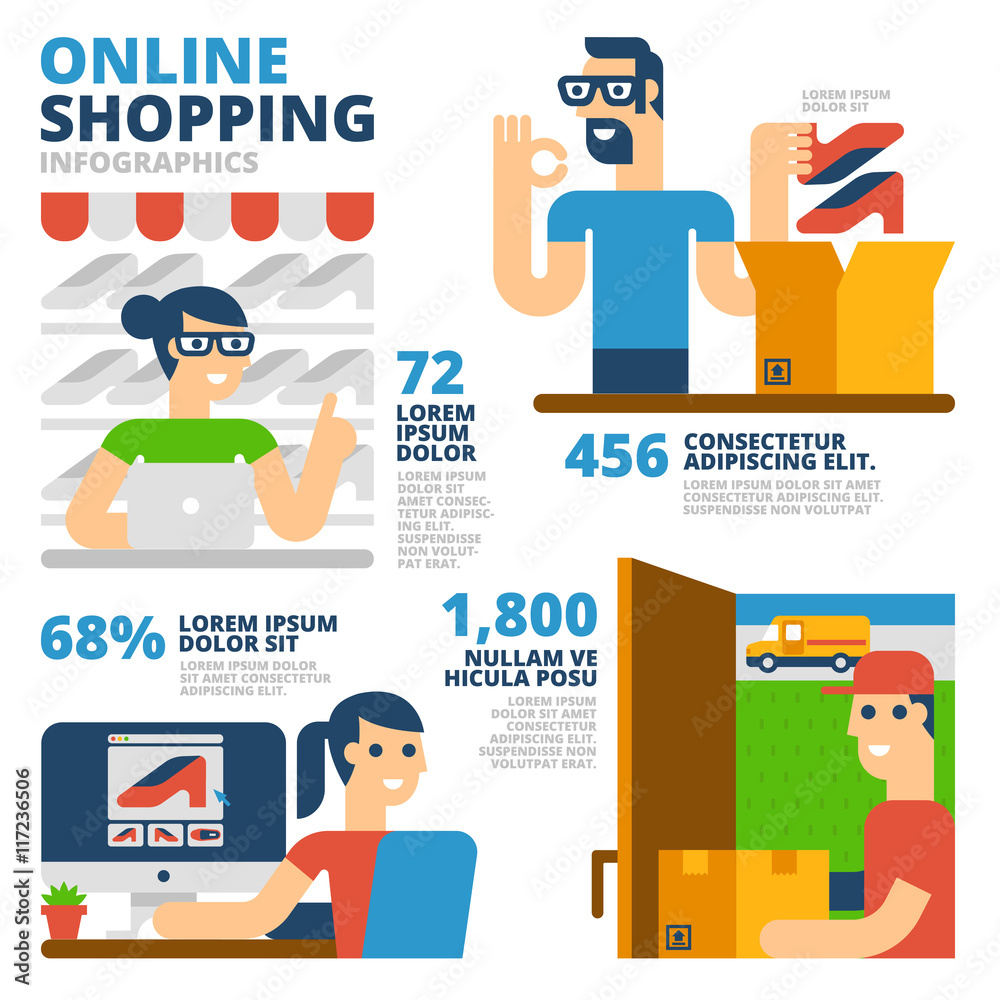 Online Shopping Infographics Stock Vector | Adobe Stock