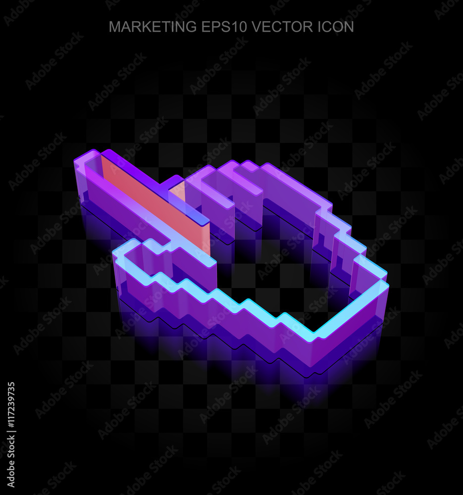 Advertising icon: 3d neon glowing Mouse Cursor made of glass, EPS 10 ...