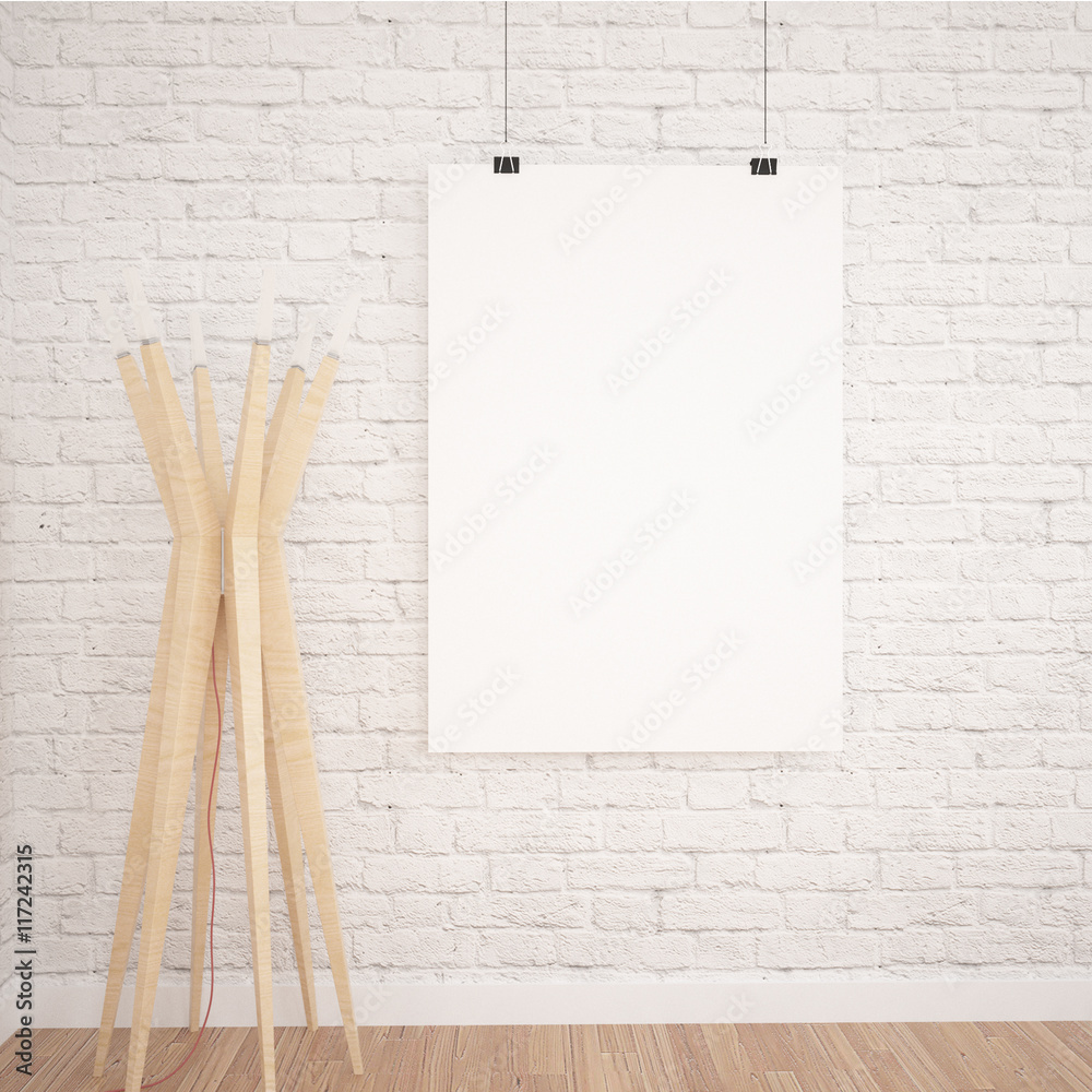 Hanging Poster Mock UP In Contemporary Exhibition Interior Space With ...