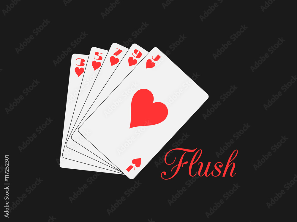 Flush playing cards. Poker hand. Vector illustration. Stock Vector ...