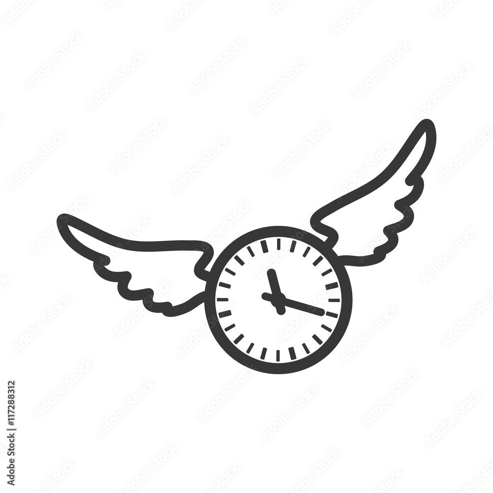 clock wings circle time traditional icon. Isolated and flat ...