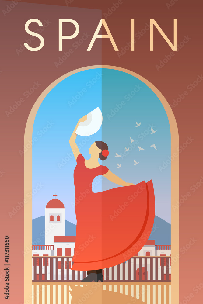 Spain. Vector poster. Stock Vector | Adobe Stock