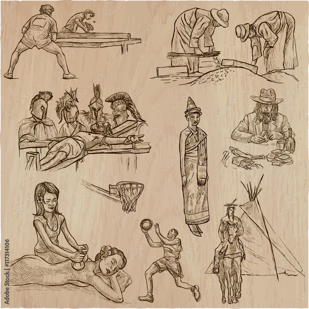 People - An hand drawn vector set. Freehand sketching. Stock Vector ...