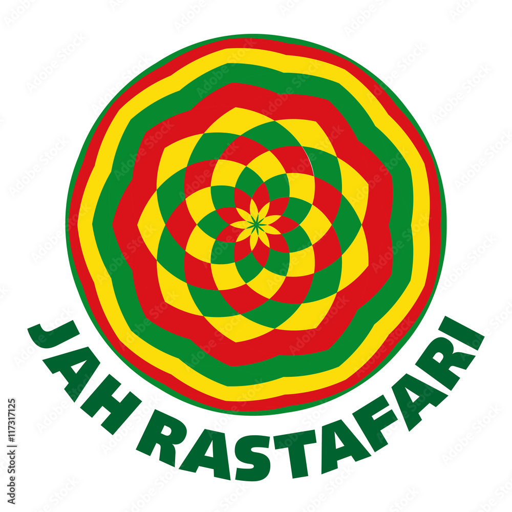 Rasta logo in rastafarian colours, round shape, vector illustration ...