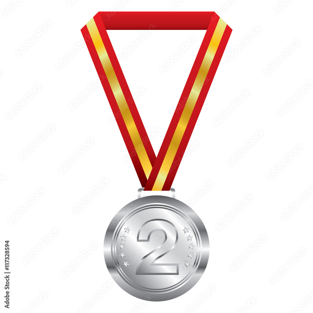 Silver medal on white background. Award medal. Stock Vector | Adobe Stock