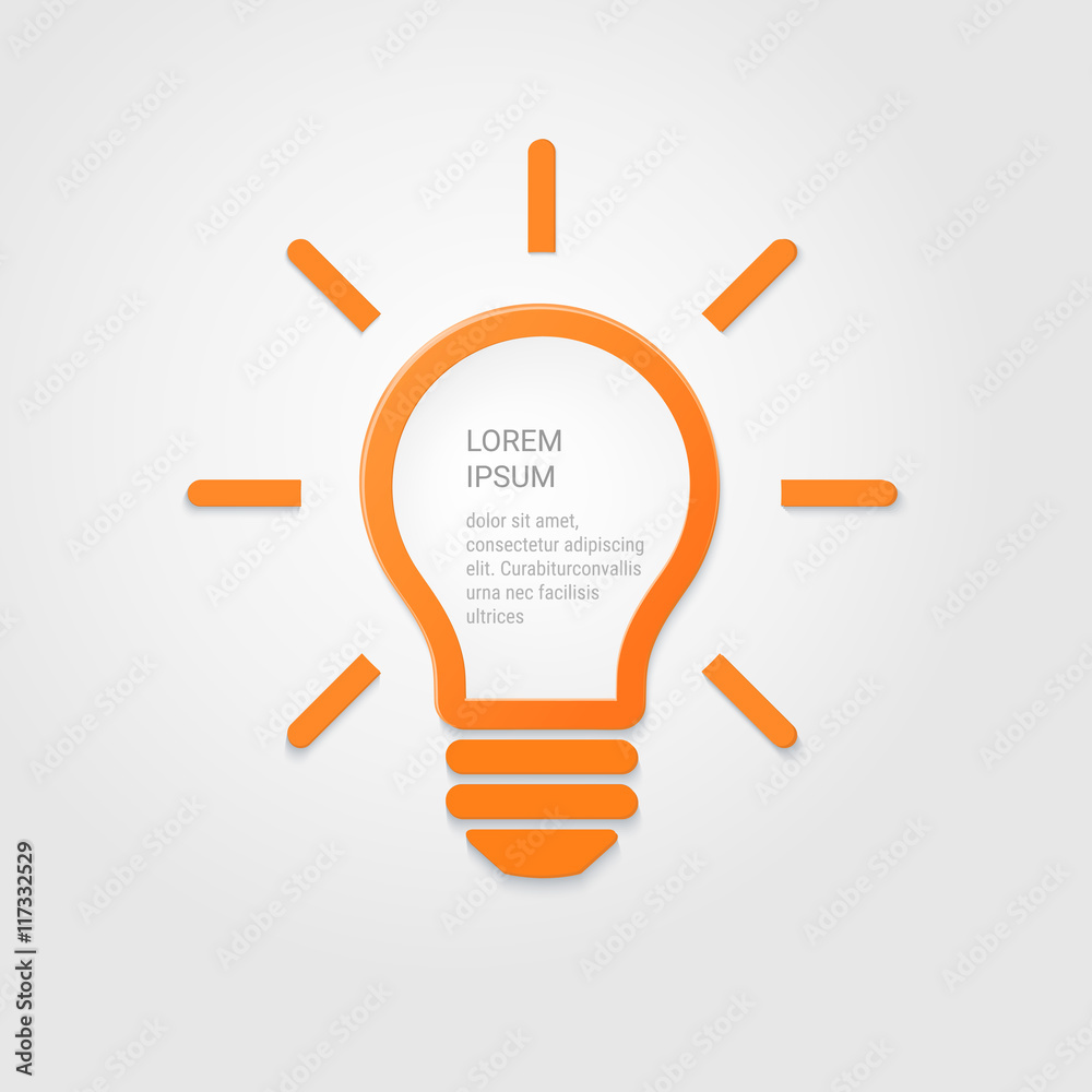 Light bulb idea inspiration concept. Lighted lamp. Solution sign ...