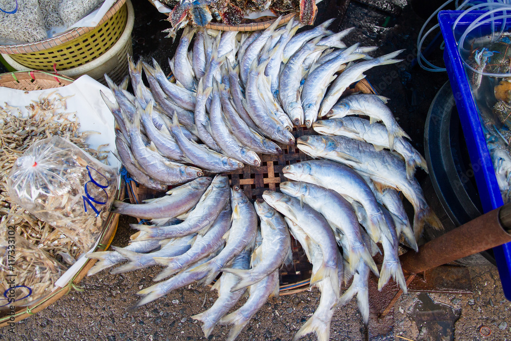 Sea fish in fresh market at ferry of Angsila, Choburi, Thailand. Stock ...
