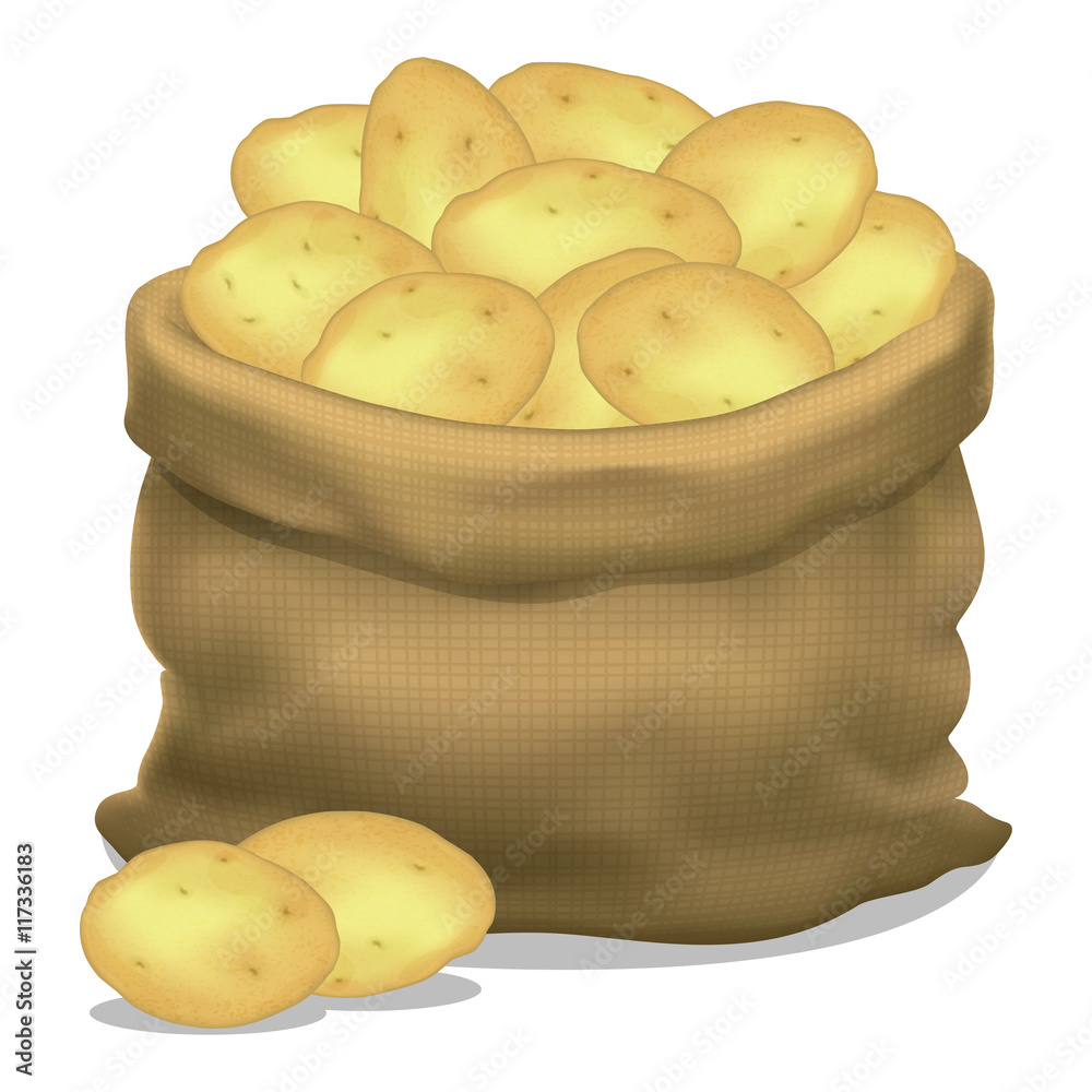 Illustration of a sack of potatoes on a white background. Vector Stock ...