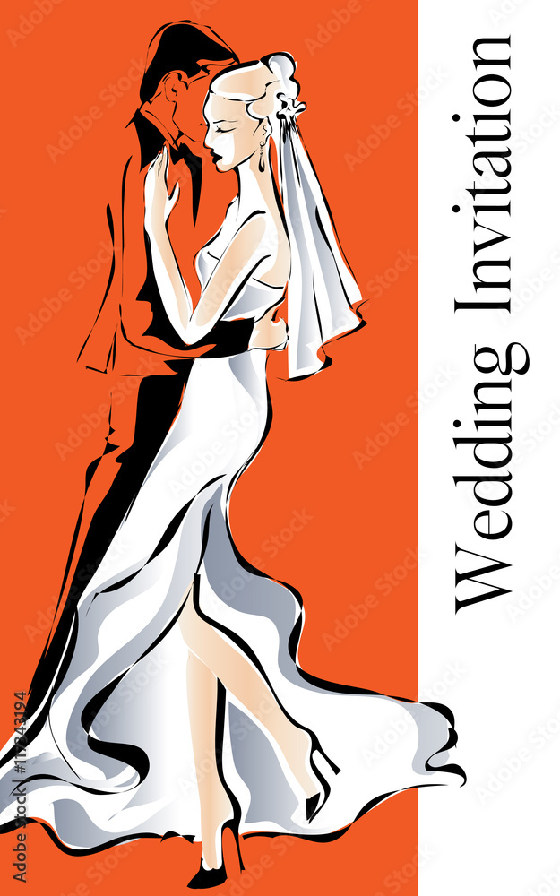 Wedding Day invitation with dancing couple Stock Vector | Adobe Stock