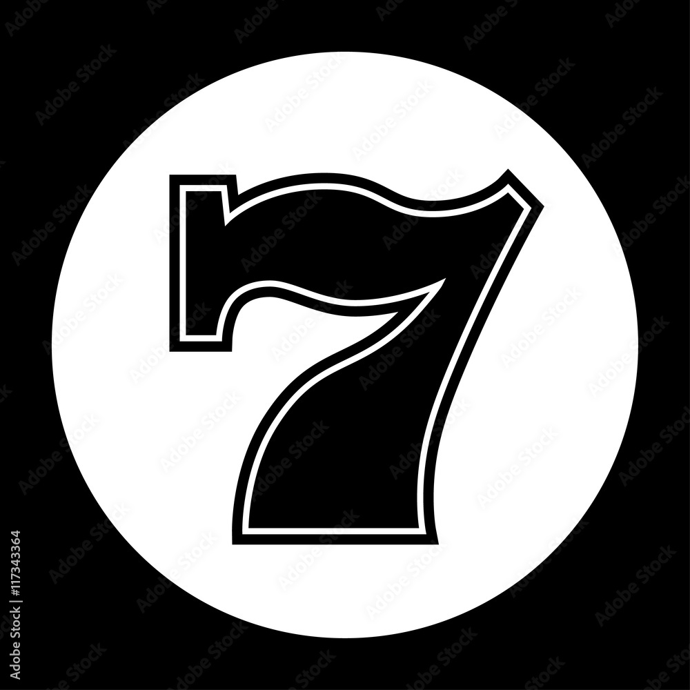Slot machine seven icon black and white vector illustration Stock ...