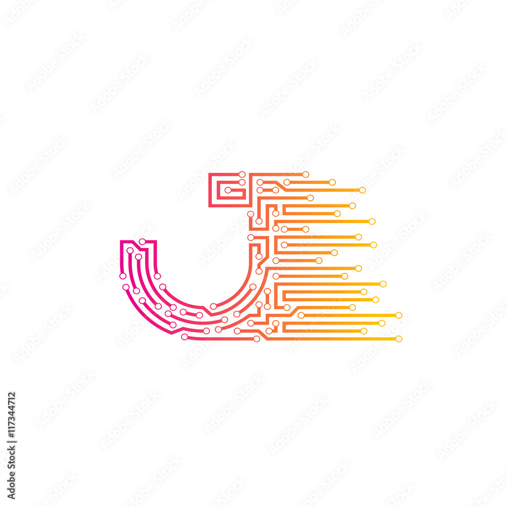 Letter J logo design template,technology,electronics,digital,logotype ...