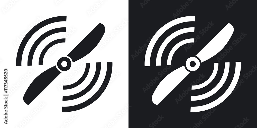 Vector airplane propeller icon. Two-tone version on black and white ...