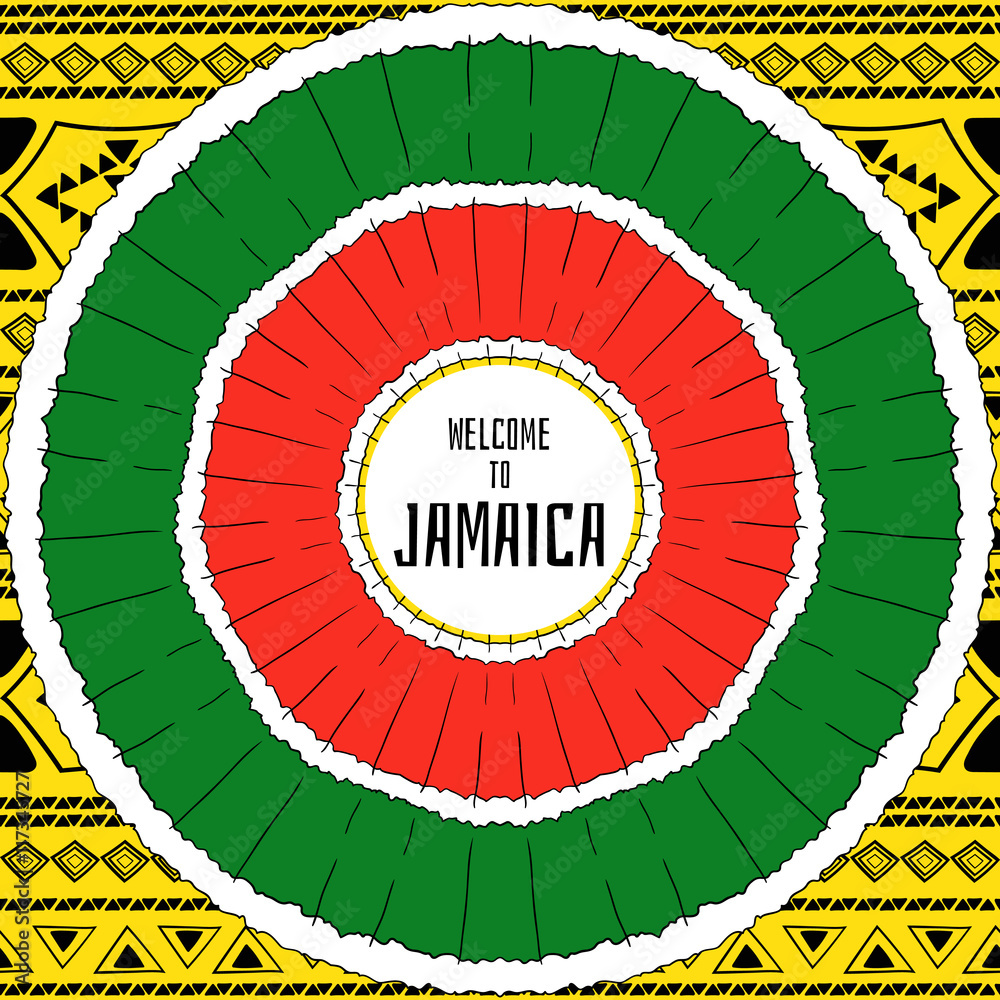 Welcome to Jamaica vector. Tourist flyer or banner design. Colorful ...