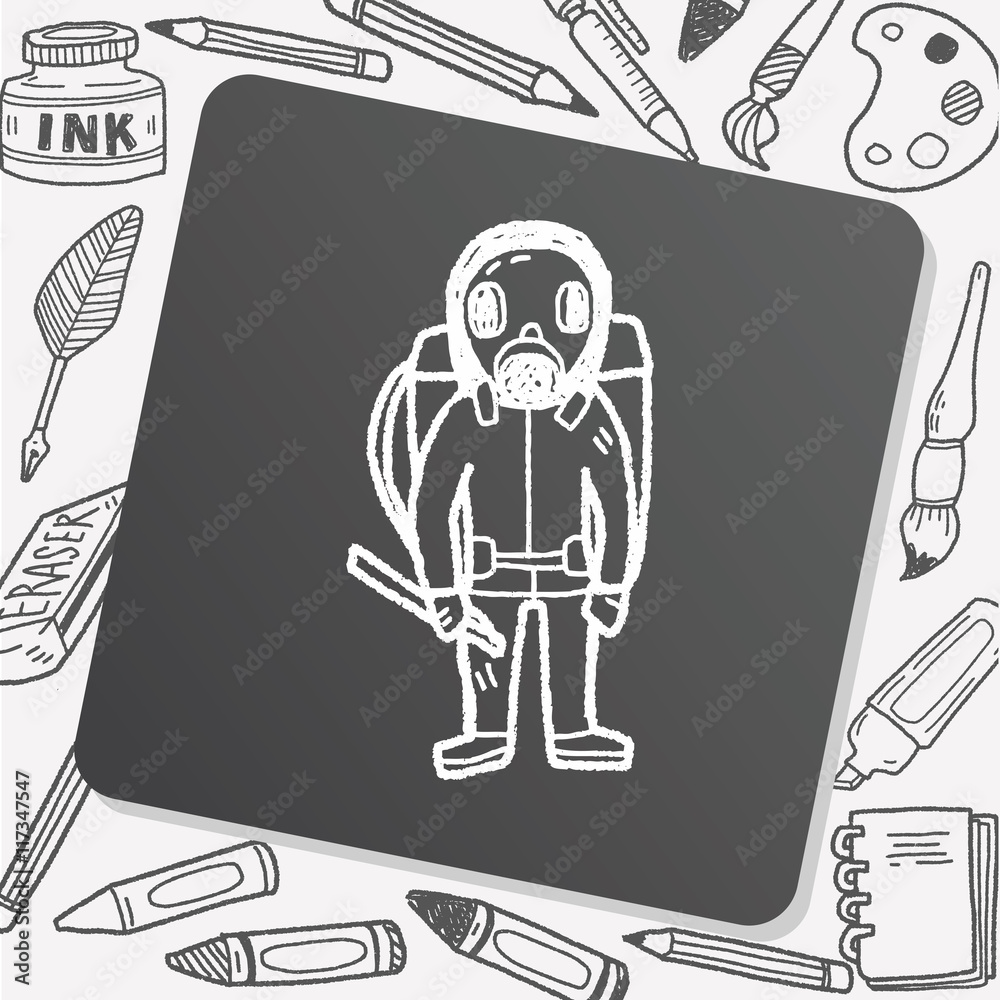 gas mask doodle Stock Vector | Adobe Stock