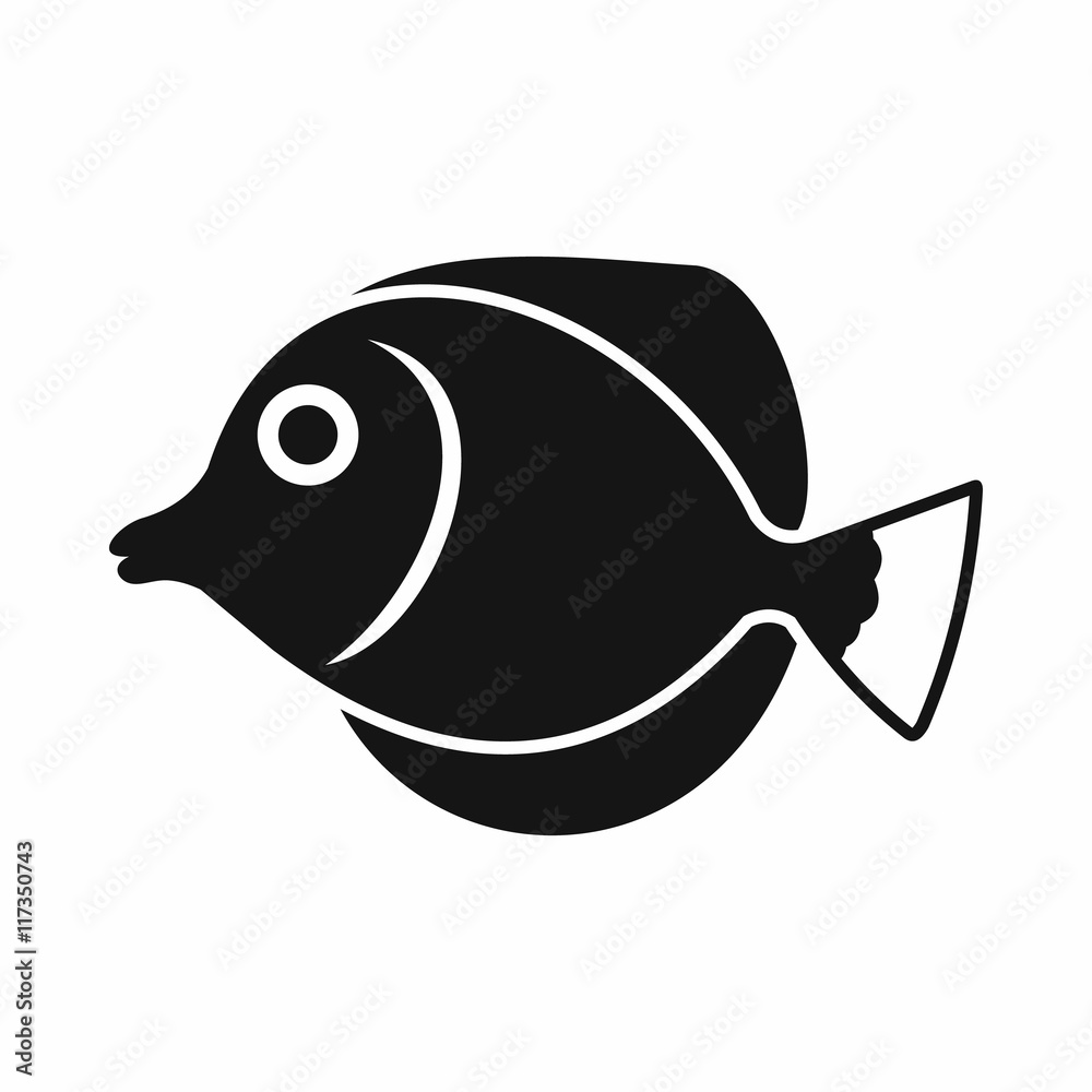 Tang fish, Zebrasoma flavescens icon in simple style isolated vector ...