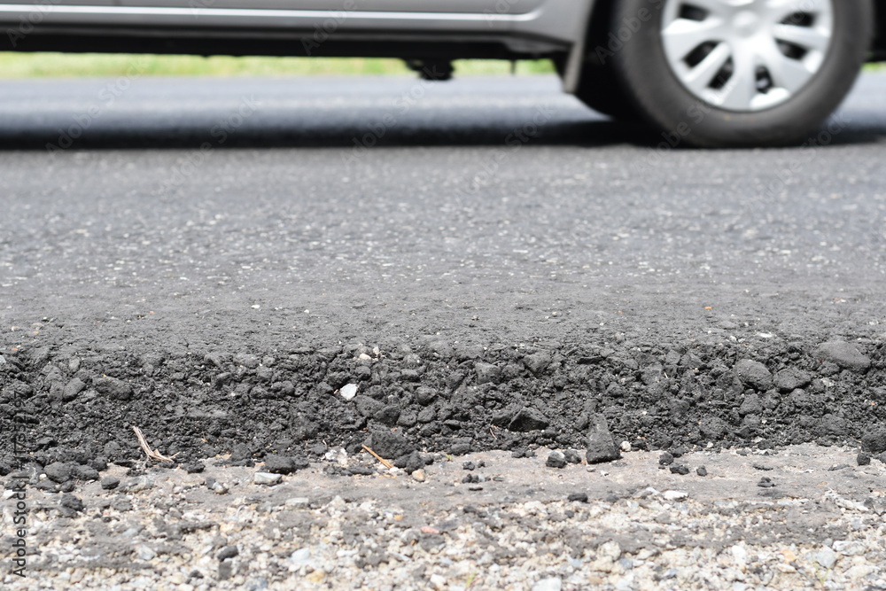 Cross section of asphalt road (top layer is an asphalt and bottom layer ...