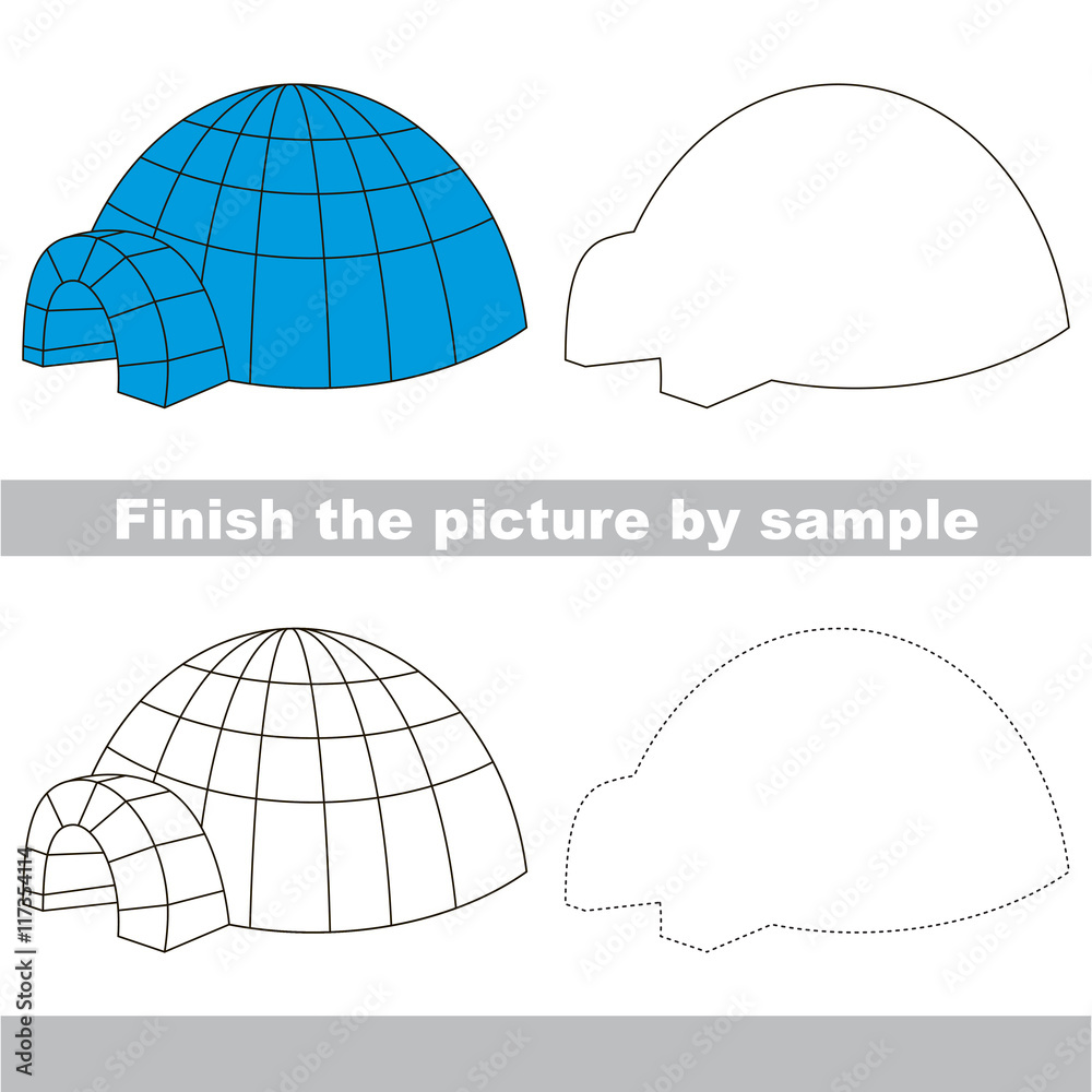 Igloo. Drawing worksheet. Stock Vector | Adobe Stock