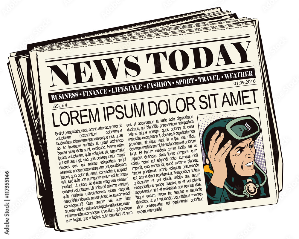 People in retro style. Diver. Newspaper article. vector de Stock ...