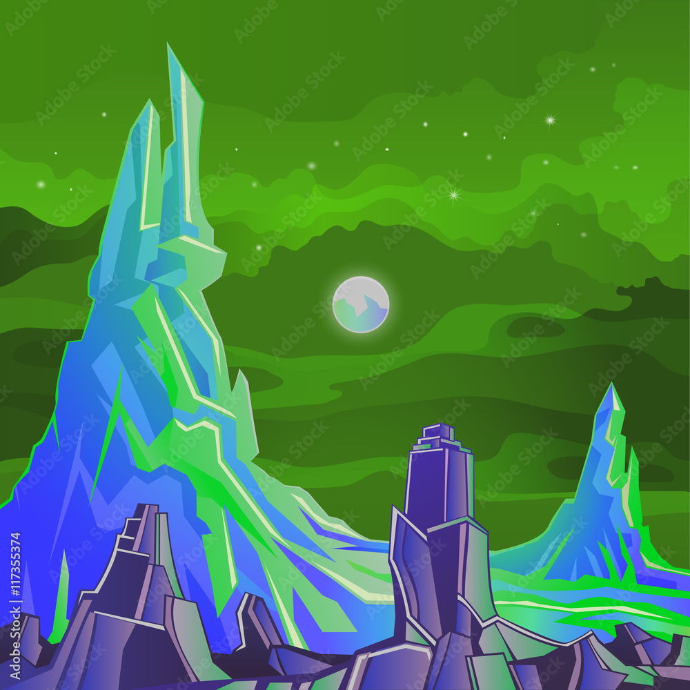 Space landscape rocks Stock Vector | Adobe Stock