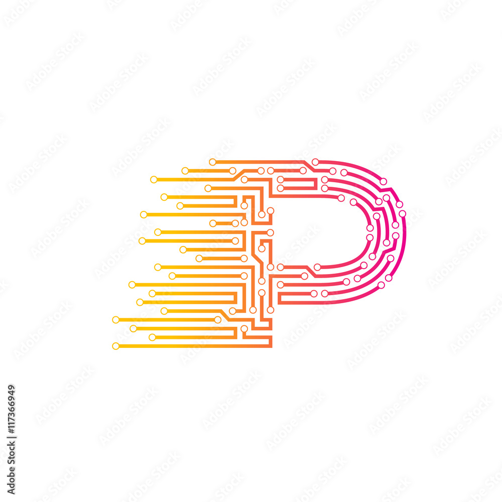 Letter P logo design template,technology,electronics,digital,logotype ...