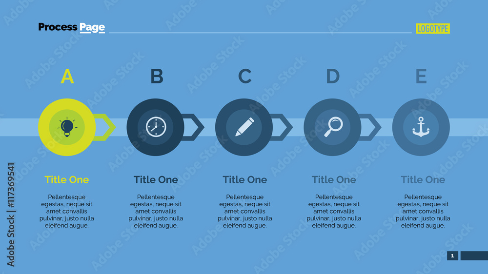Five Steps Diagram Slide Template Stock 벡터 | Adobe Stock