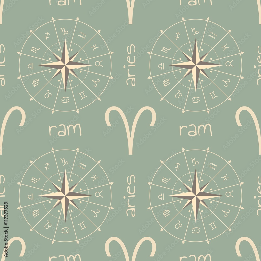 Astrology sign Ram. Seamless background. Vector illustration Stock ...