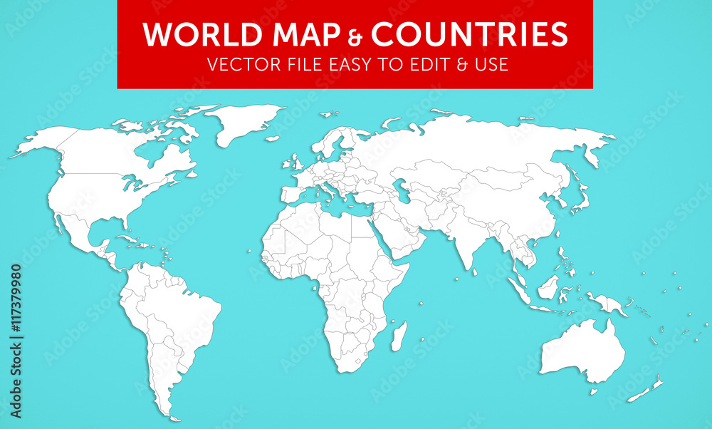 Vector world map with countries vol.1 Stock Vector | Adobe Stock