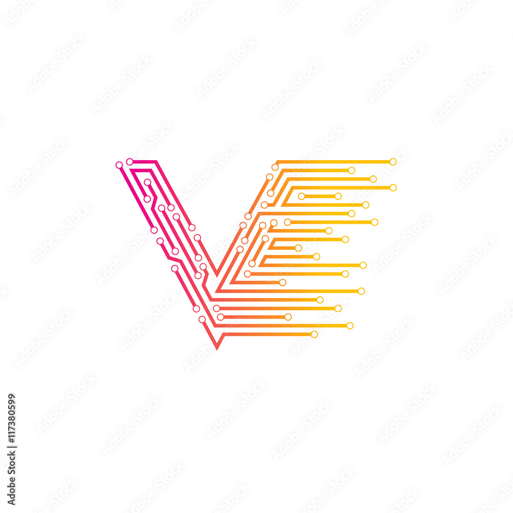 Letter V logo design template,technology,electronics,digital,logotype ...