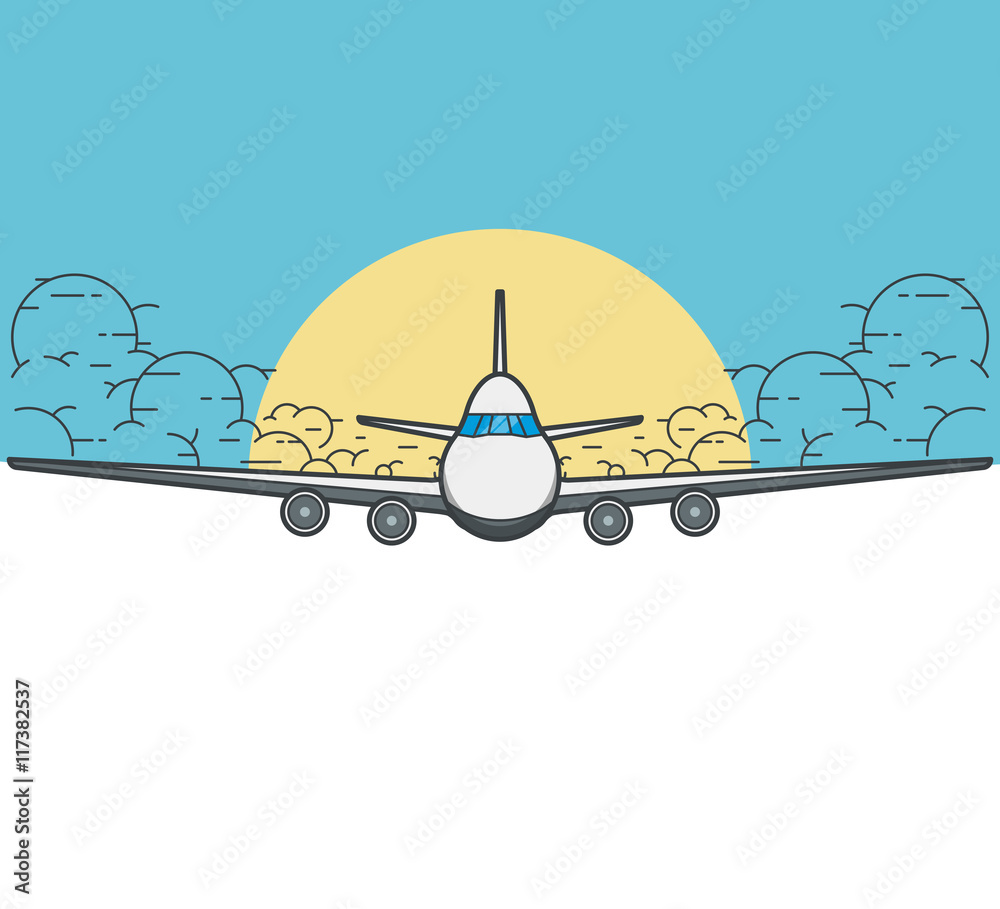 Modern Banner with an airplane. Outline Vector illustration Stock ...