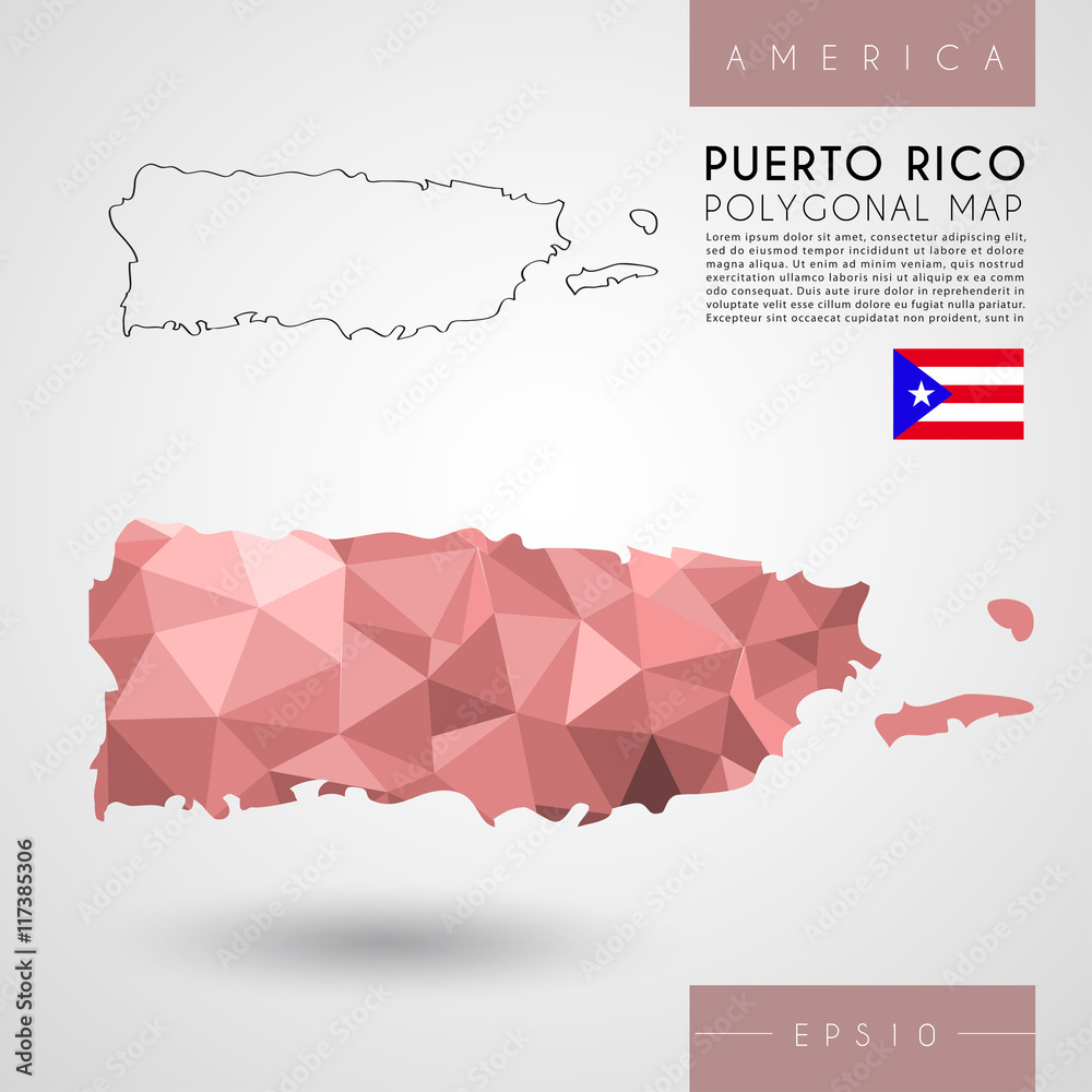 Puerto Rico : Low Poly Map : Vector Illustration Stock Vector | Adobe Stock