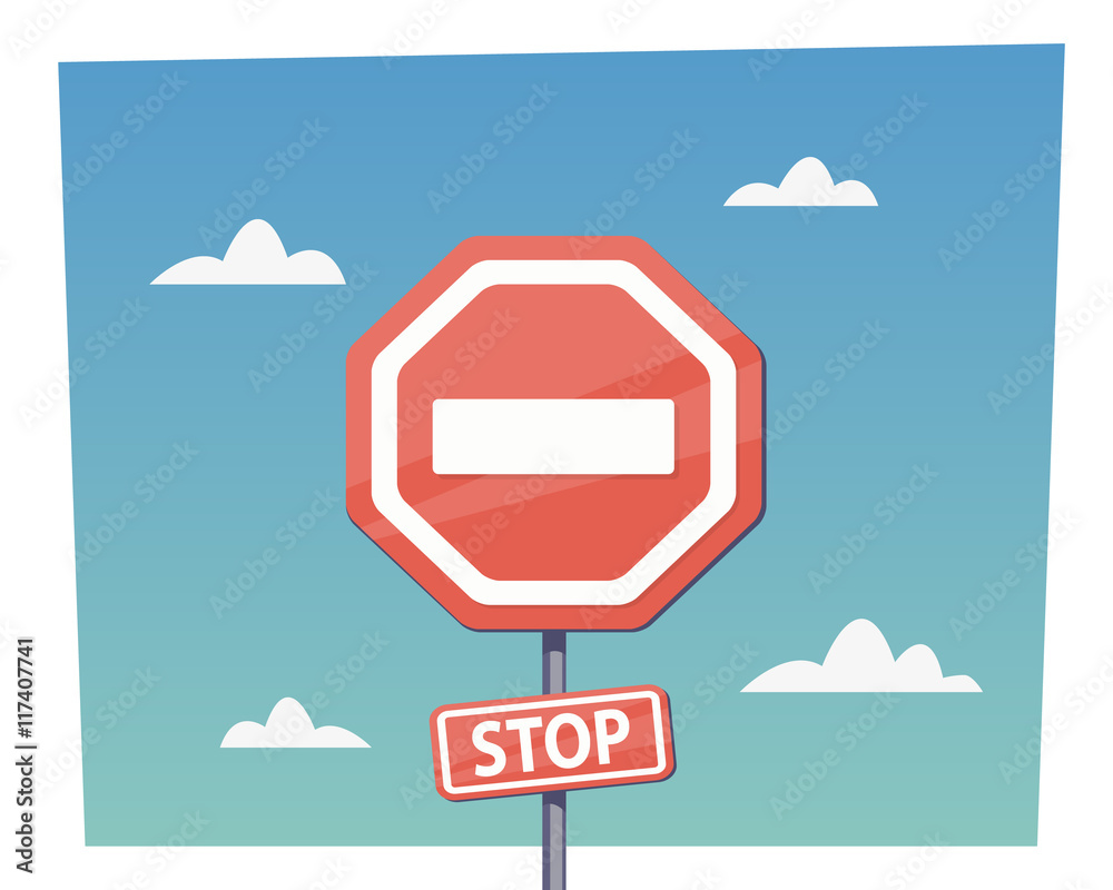 Cartoon red stop sign. Vector objects in flat cartoon style Stock ...