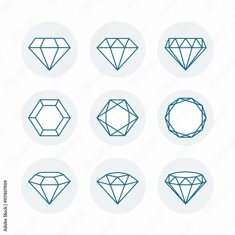 Diamonds icon set Stock Vector | Adobe Stock