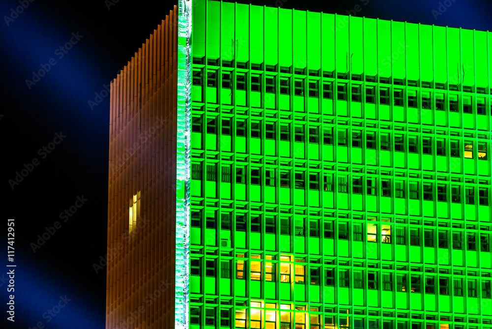 Green building tall windows Stock Photo | Adobe Stock