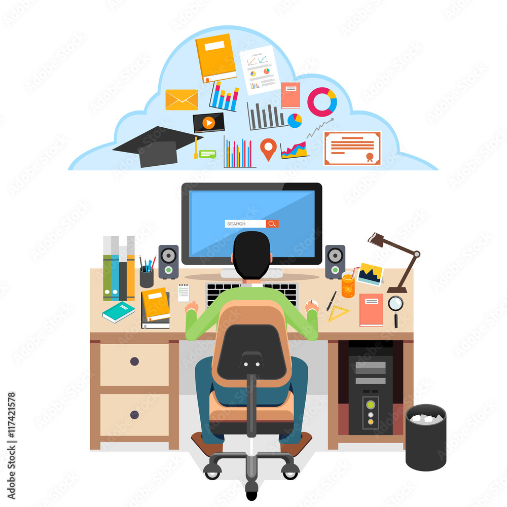 Student On Computer Clipart