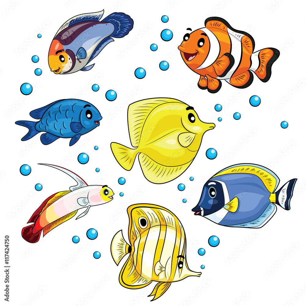 Tropical Fish Cartoon Illustration of tropical fish. Stock Vector ...