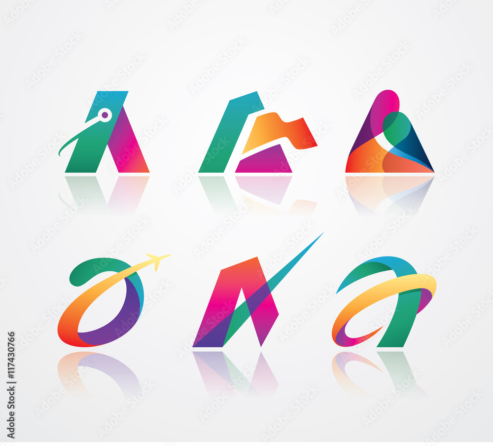 Abstract Colorful A Logo - Set of Letter A Logo Stock Vector | Adobe Stock