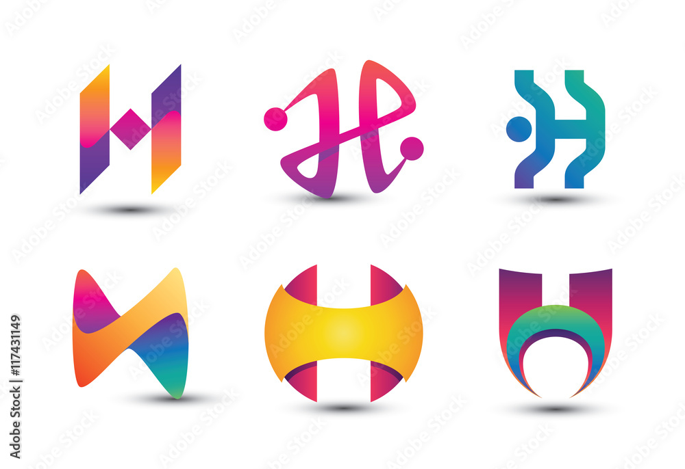 Abstract Colorful H Logo - Set of Letter H Logo Stock Vector | Adobe Stock
