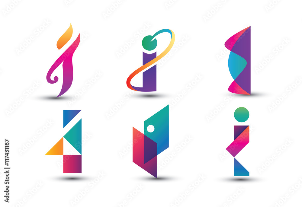 Abstract Colorful I Logo - Set of Letter I Logo Stock Vector | Adobe Stock