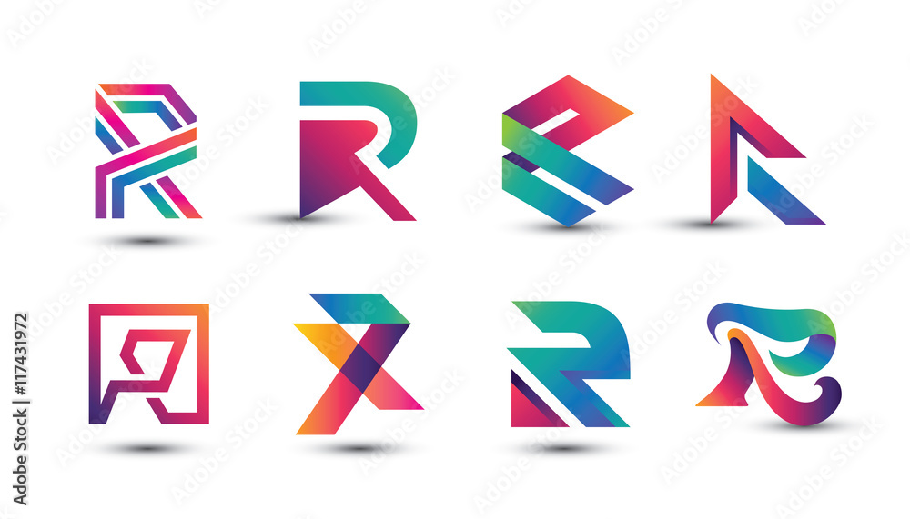 Abstract Colorful R Logo - Set of Letter R Logo Stock Vector | Adobe Stock