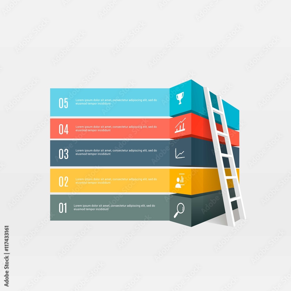 Poster Colorful banners infographic with a ladder – Wall Art | UkPosters