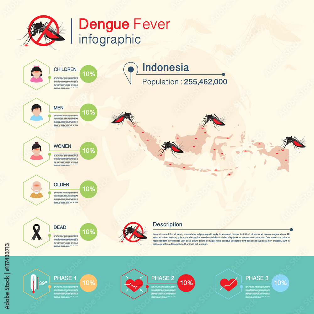 Dengue fever and Zika virus,Malaria Infographic,Indonesia Map Stock ...