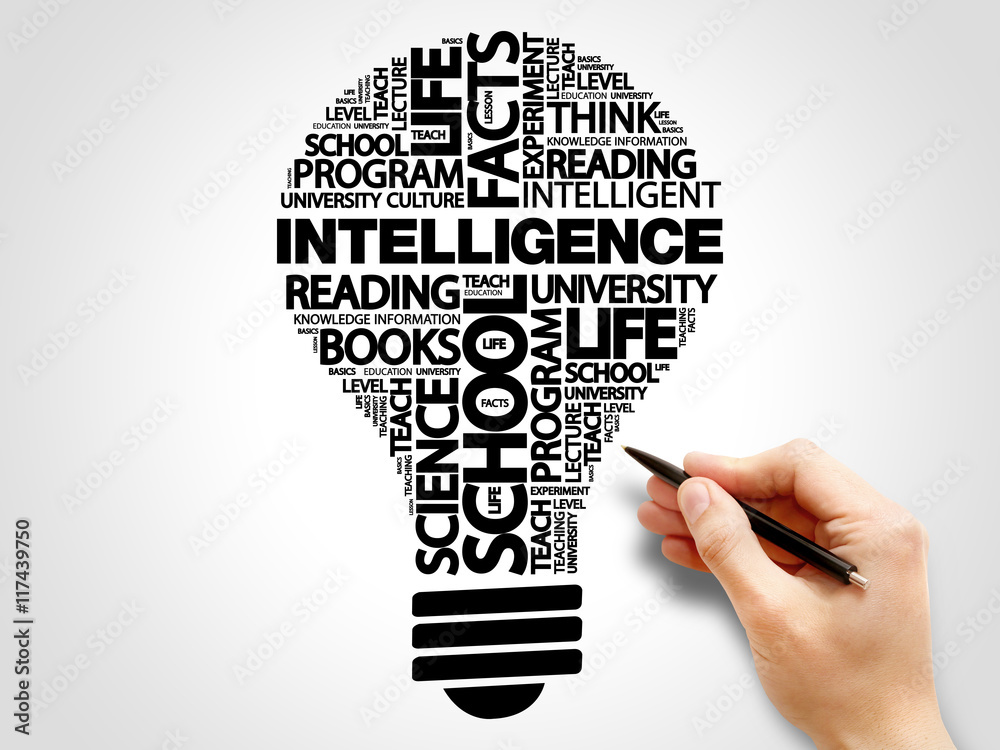 Intelligence bulb word cloud collage, education concept background ...