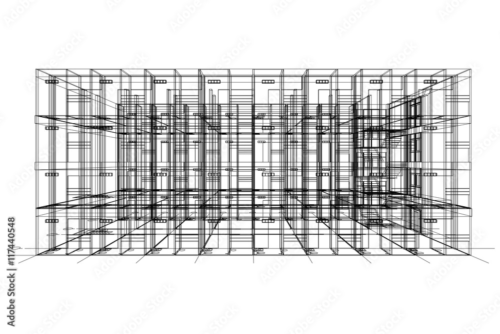 architecture abstract, 3d illustration, Top view building structure ...